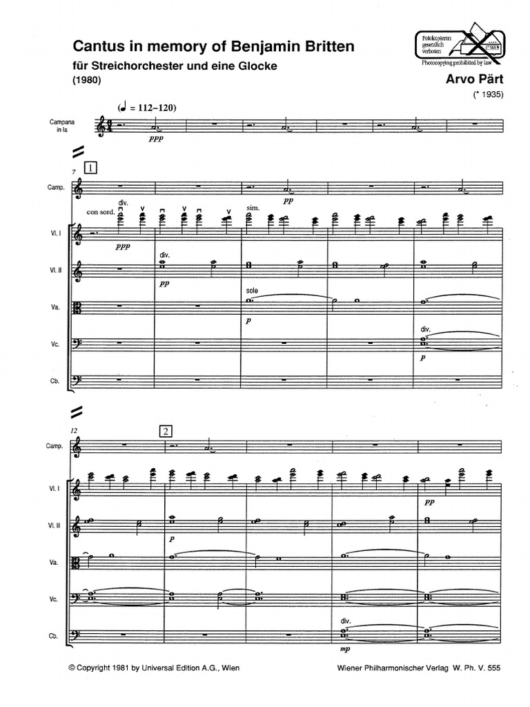 Arvo Part - Cantus in Memory of B. Britten | PDF