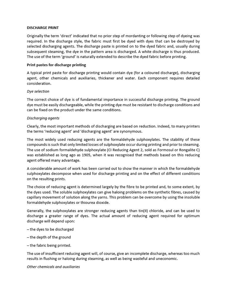 Discharge Print | Download Free PDF | Dye | Textiles