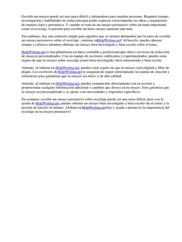 Persuasive Essay On Recycling | PDF | Recycling | Waste