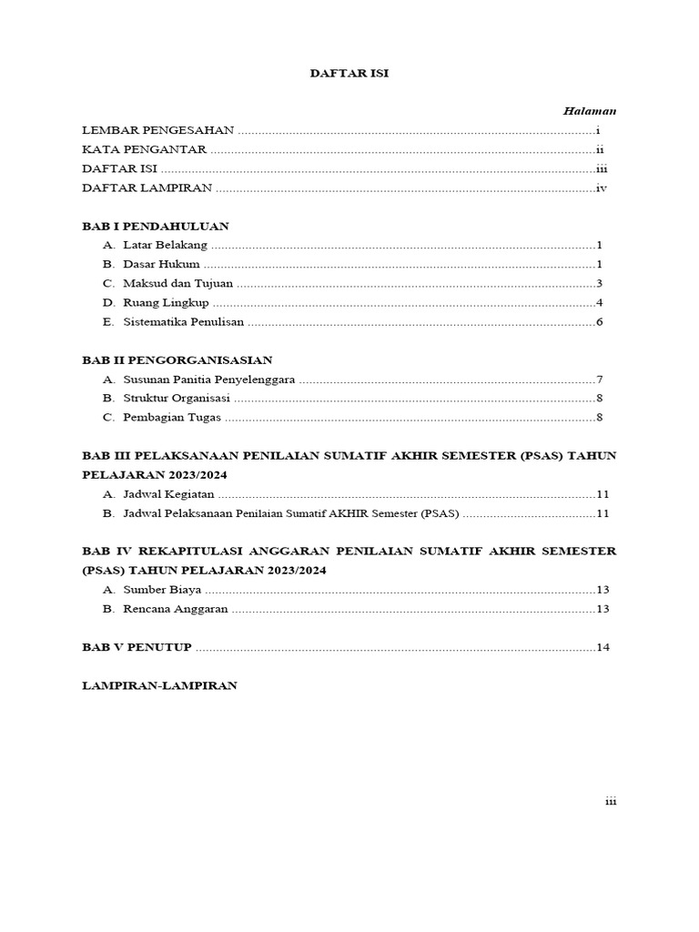 Daftar Isi Dan Lampiran | PDF