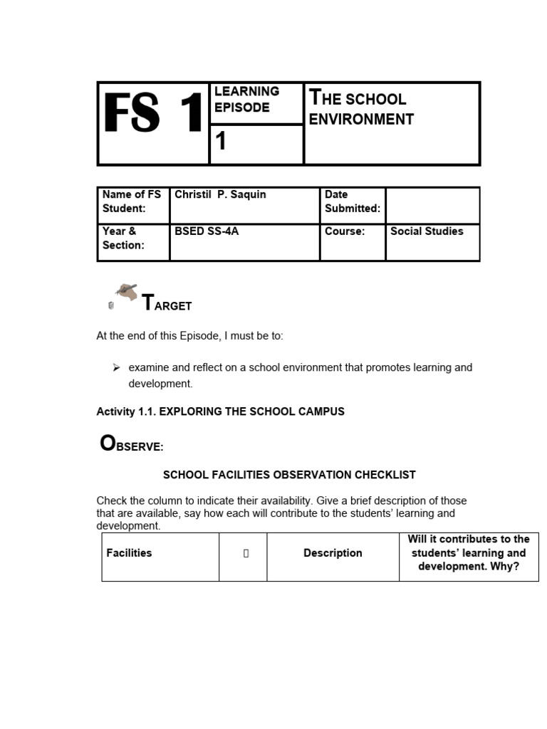 Episode-1_FS1 | PDF | Classroom | Learning