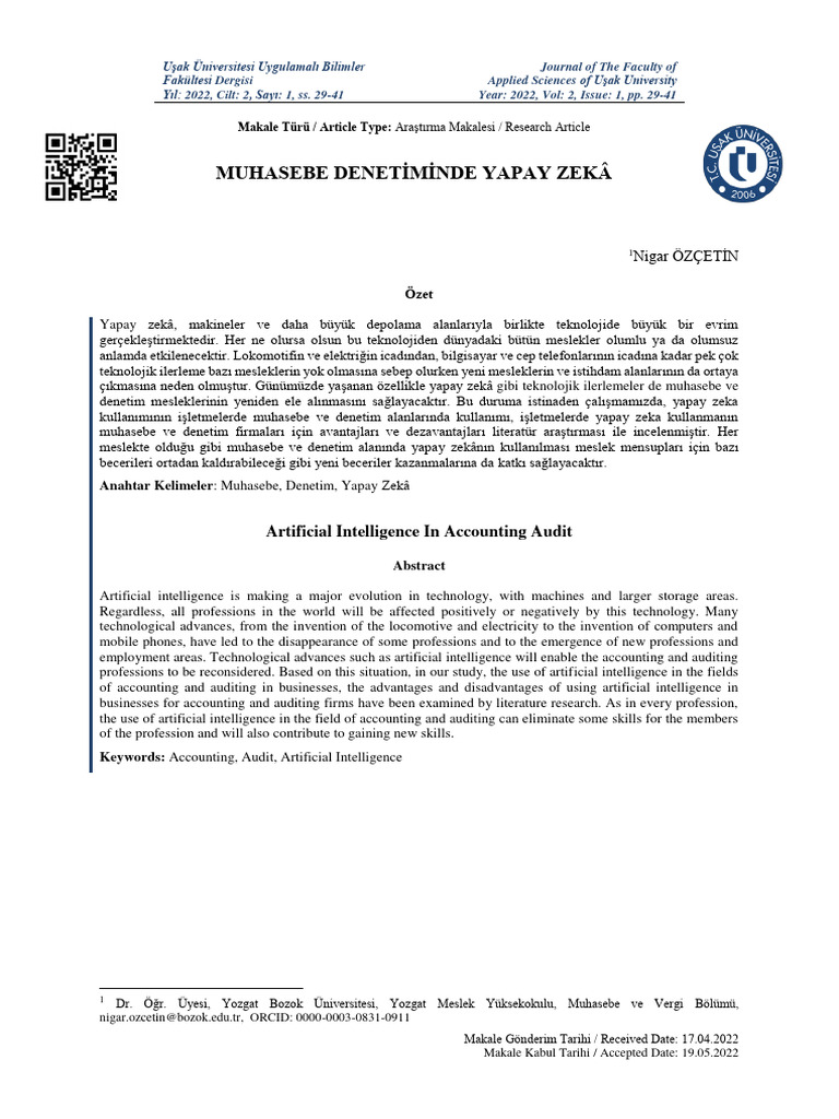 Muhasebe Denet - M - Nde Yapay Zeka (#1104841) - 2379682 | PDF