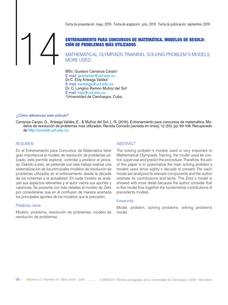 Modelos de Resolución en Matemáticas | PDF | Pensamiento | Heurístico