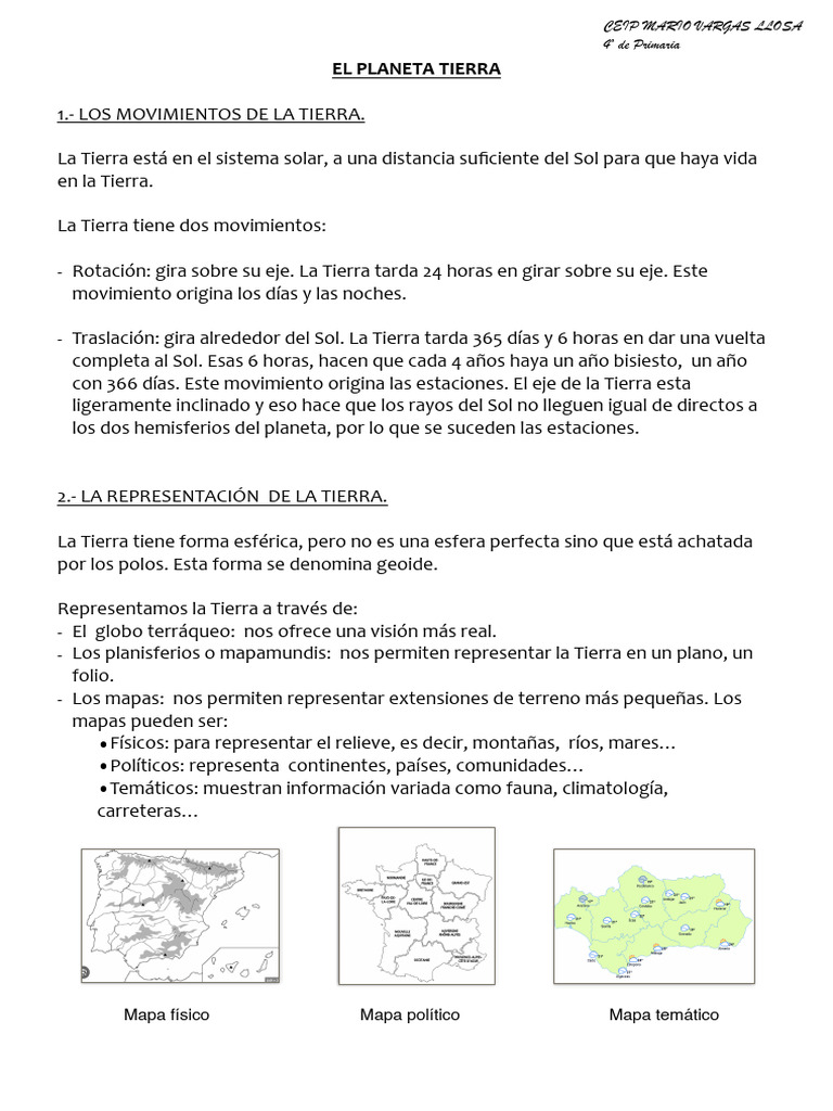 El Planeta Tierra 1 | PDF | Tierra | Mapa