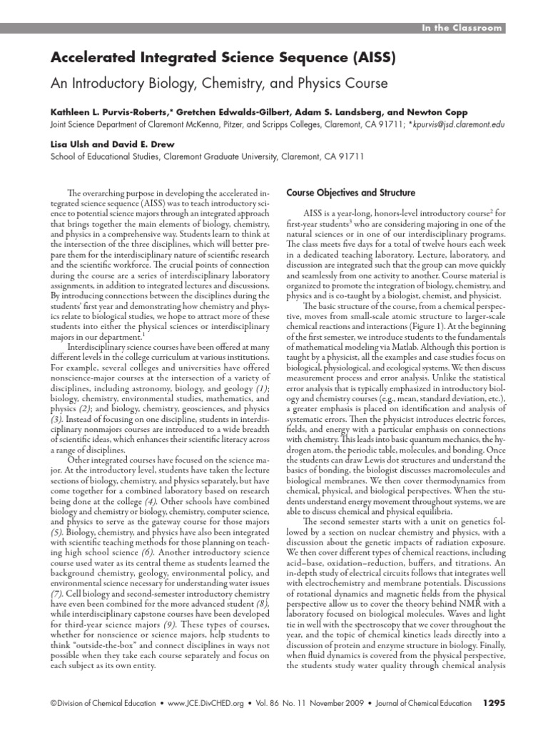 Accelerated Integrated Science Sequence (AISS) | PDF | Chemistry | Physics