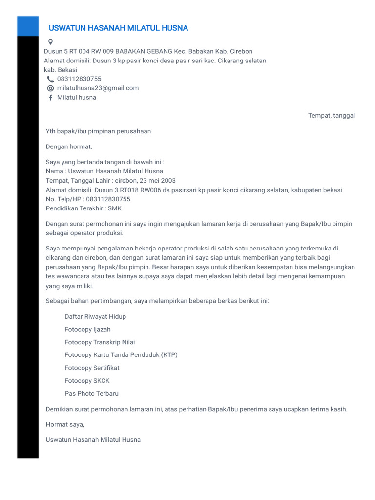 CV Lengkap 2024 #Mila | PDF