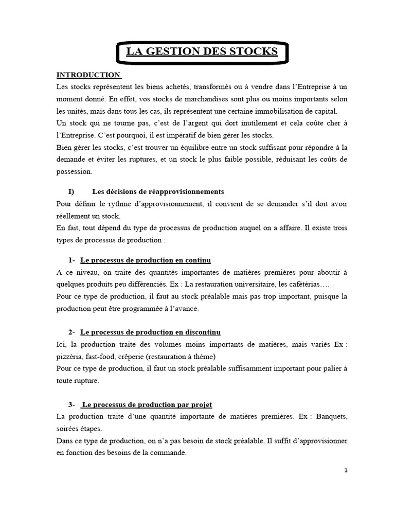 Gestion efficace des stocks en entreprise | PDF | Inventaire