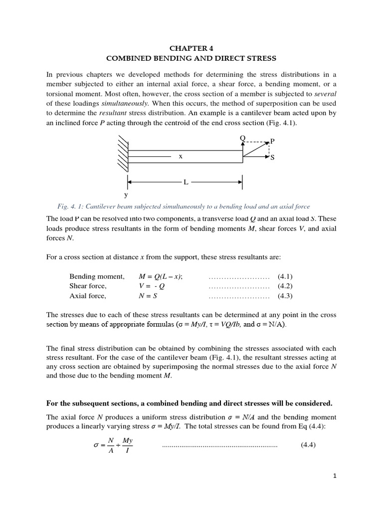 CSE 125 Combined Bending and Direct Stress | PDF | Bending | Stress ...