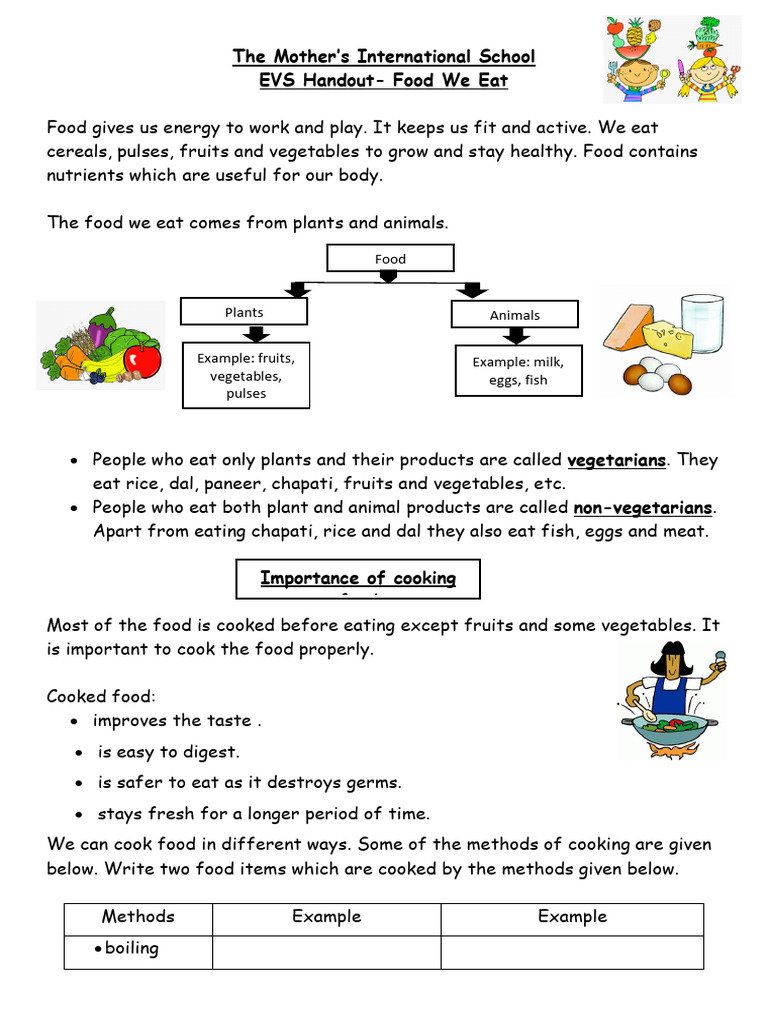 Food - EVS Handout (Final) | PDF | Foods | Vegetables