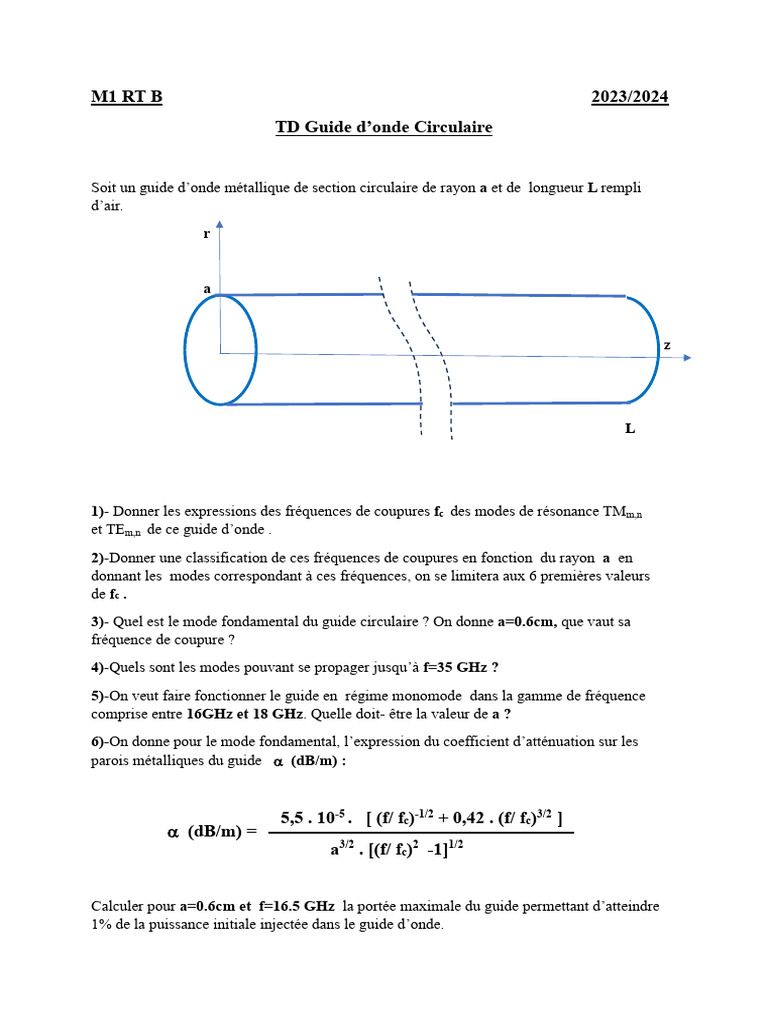 Guide d'Onde Circulaire : Modes et Fréquences | PDF