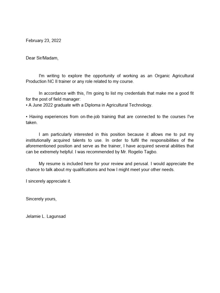 Application Letter Sample | PDF | Business