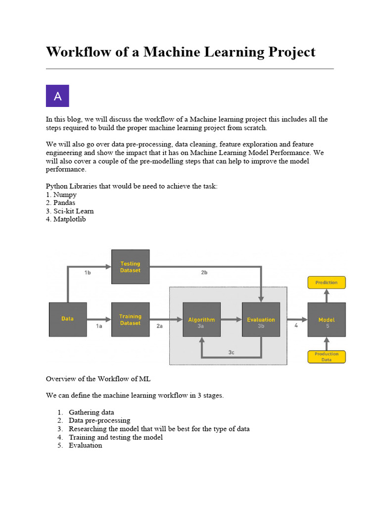 Workflow of A Machine Learning Project | PDF | Cluster Analysis ...