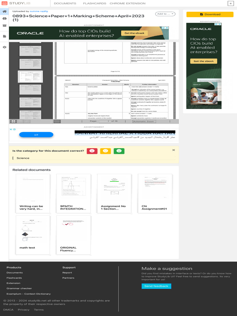 0893/01 Science Mark Scheme April 2023 | PDF | Plate Tectonics ...