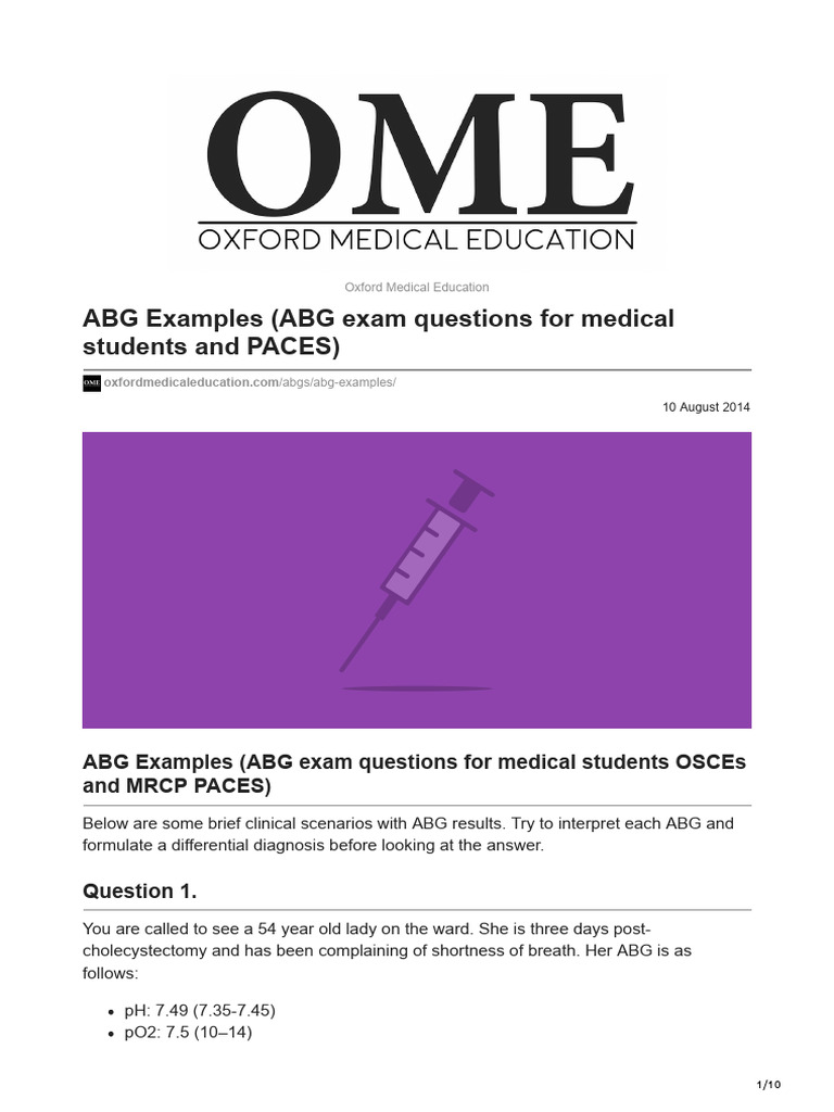 ABG Interpretation Practice for Students | PDF | Diseases And Disorders ...