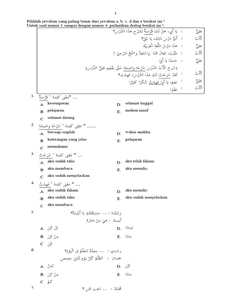 Soal Latihan Bahasa Arab | PDF