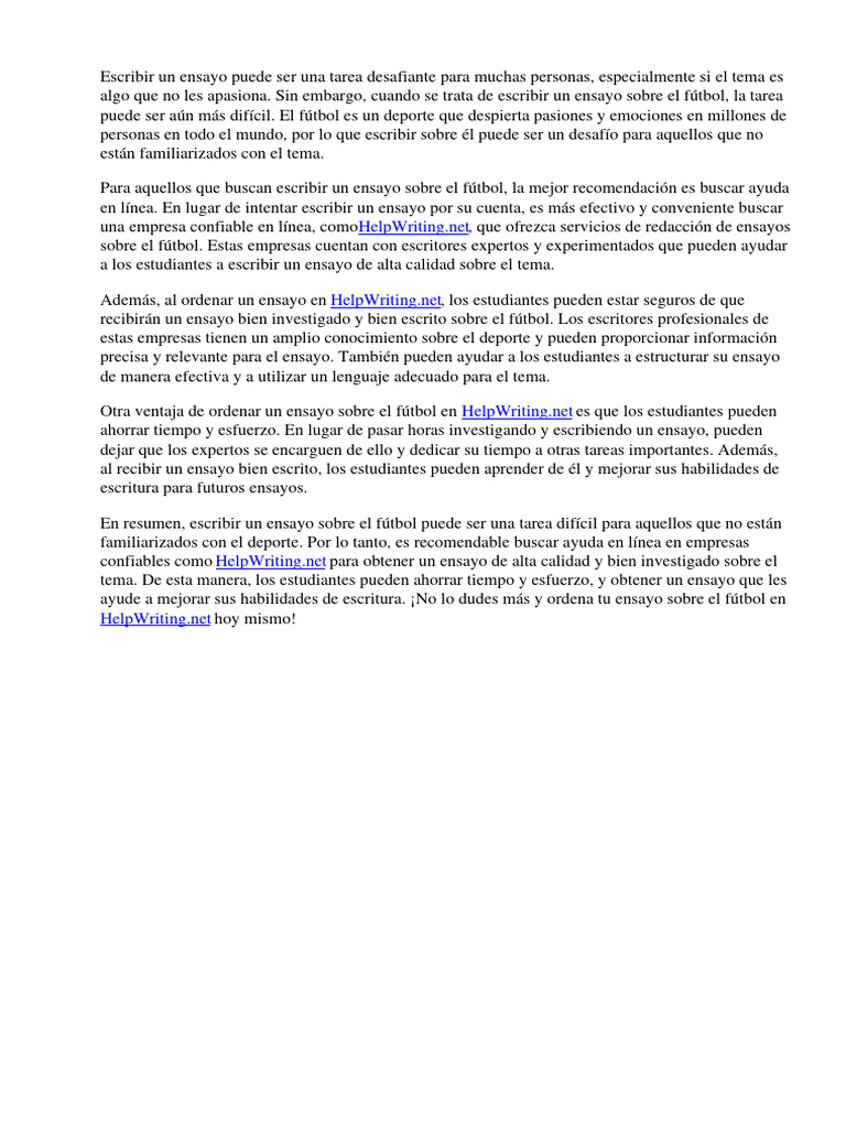 Ensayo Sobre El Fútbol | PDF | Ensayos | Comunicación humana