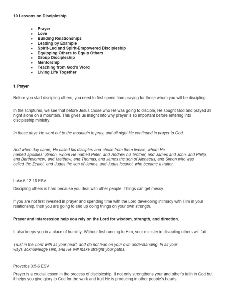 10 Lessons On Discipleship | PDF | Disciple (Christianity) | Jesus