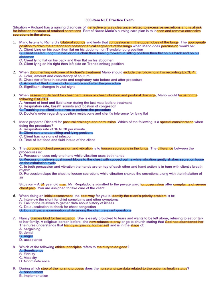 300 Item NLE Practice Exam | PDF | Business