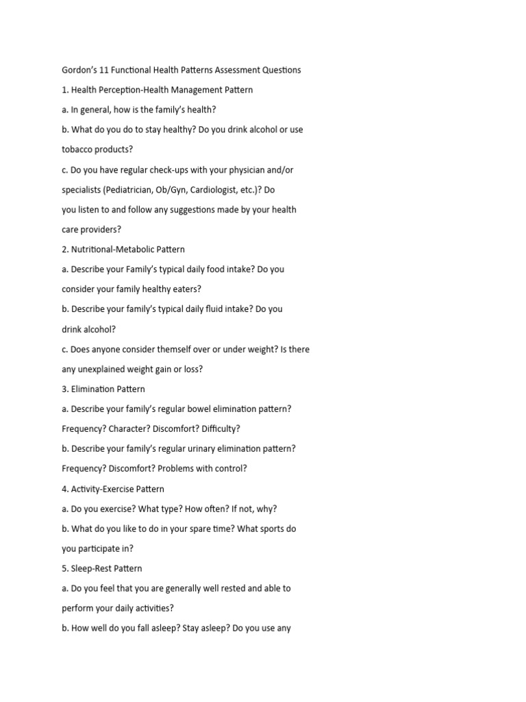 Gordon's FUNCTIONAL HEALTH PATTERNS | PDF | Menstruation | Medical ...