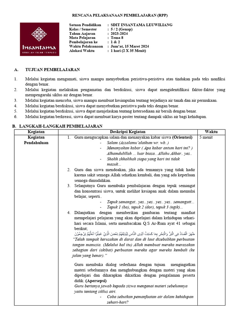 RPP Tema 8 ST 2 PB 1-2 | PDF | Seni & Disiplin Bahasa | Kajian Bahasa Asing