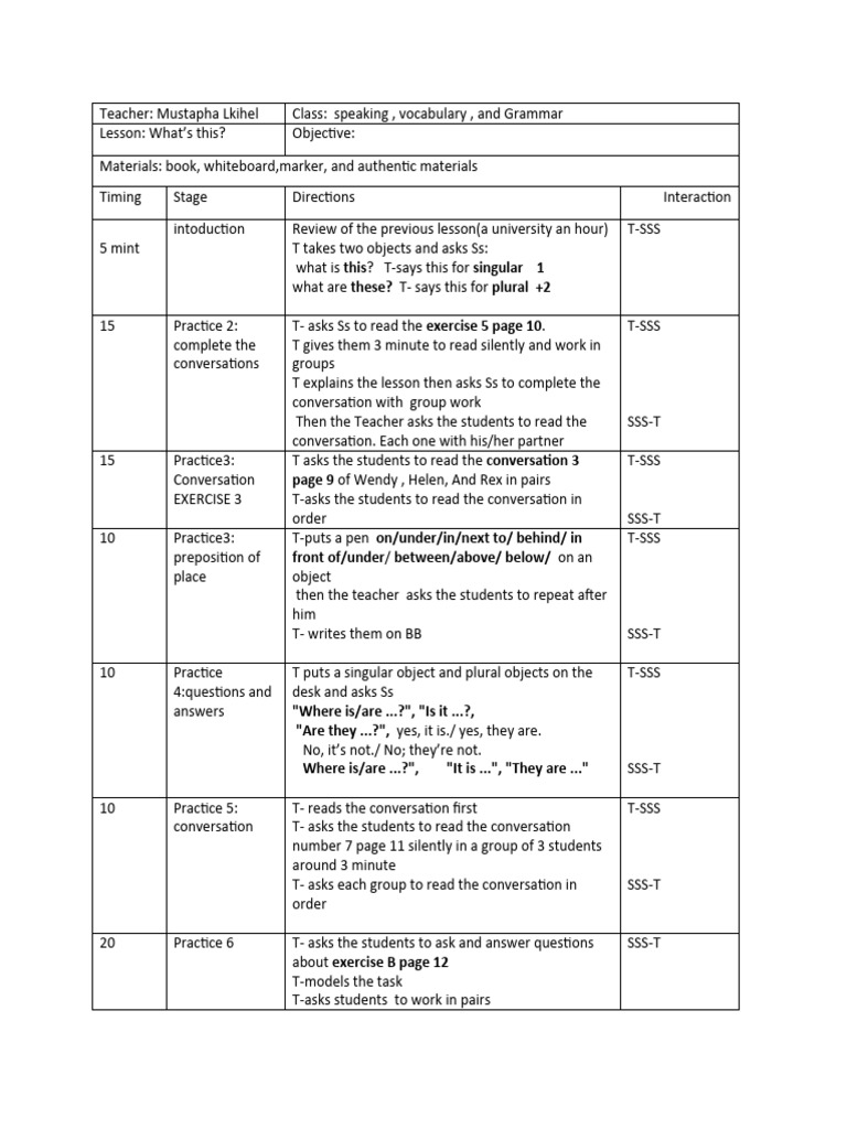 Lesson Plan 5 | PDF | Syntax | Linguistics