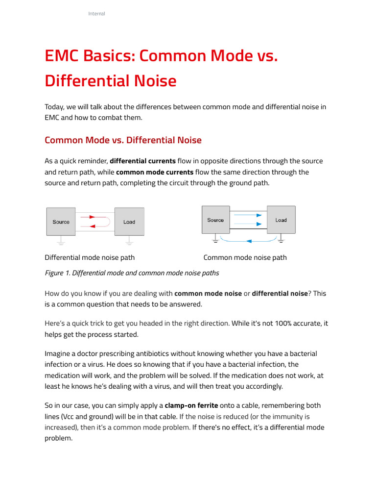 EMC Basics - Common Mode vs. Differential Noise | Download Free PDF | Electrical Impedance ...