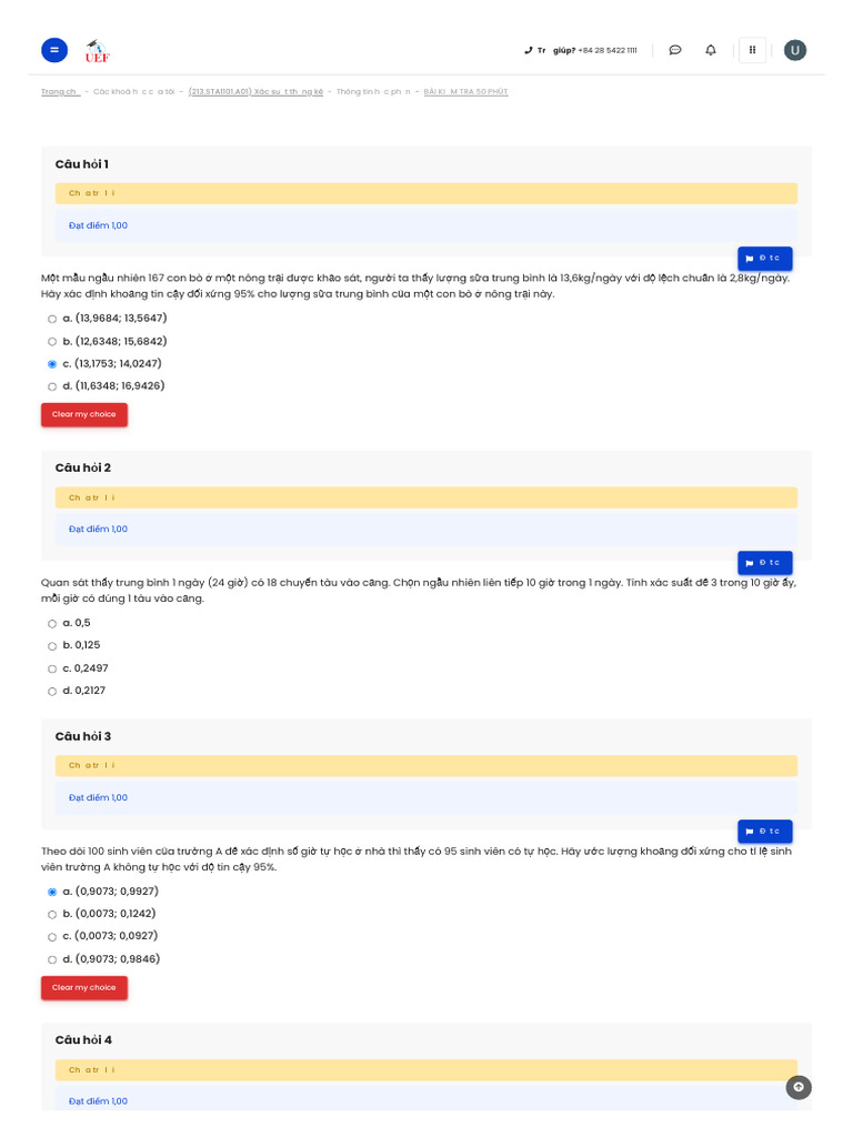 Bài Kiểm Tra 50 Phút XSTK | PDF
