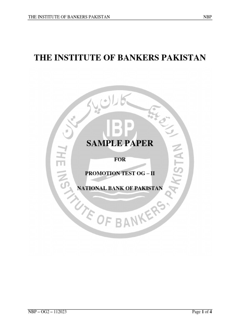 NBP OG-II Promotion Test Sample Paper | PDF | Economies