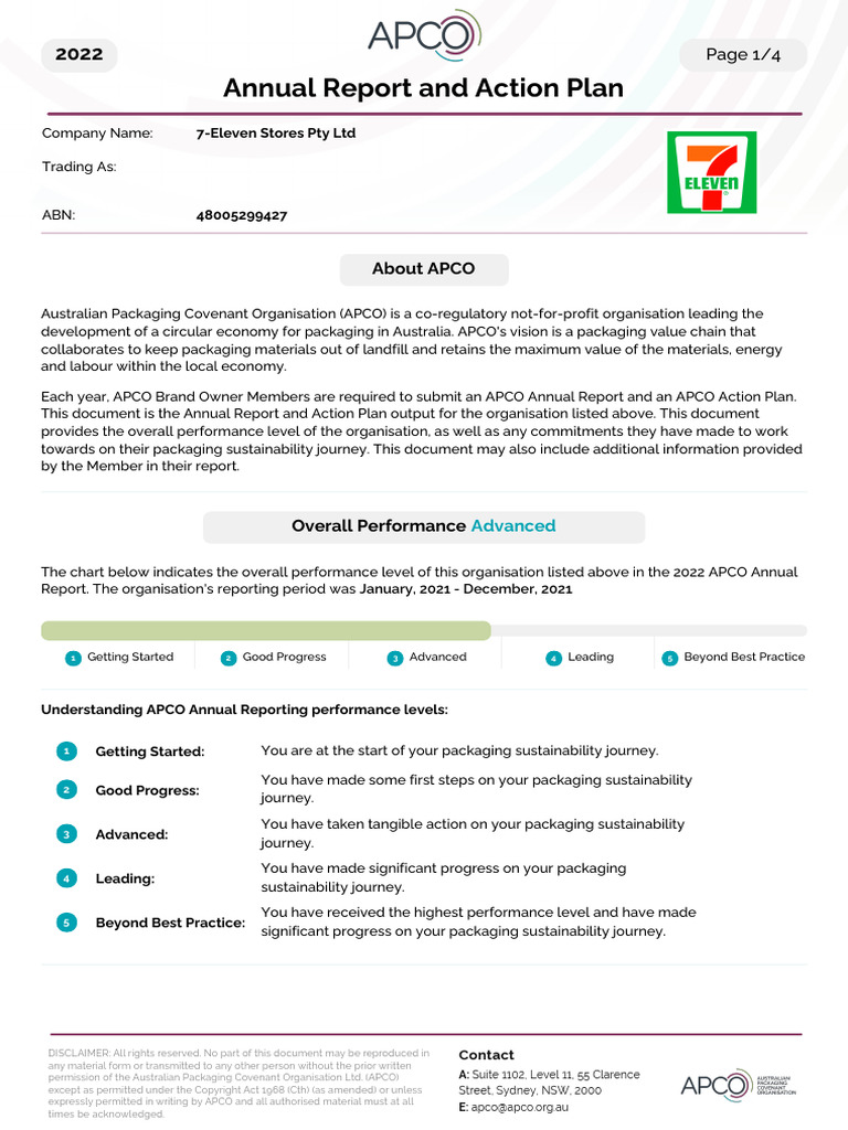 APCO 7-Eleven Annual Report and Action Plan | PDF | Recycling | Waste ...