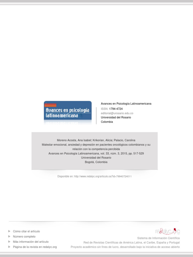 Malestar emocional en pacientes oncológicos | PDF | Ciencias del ...