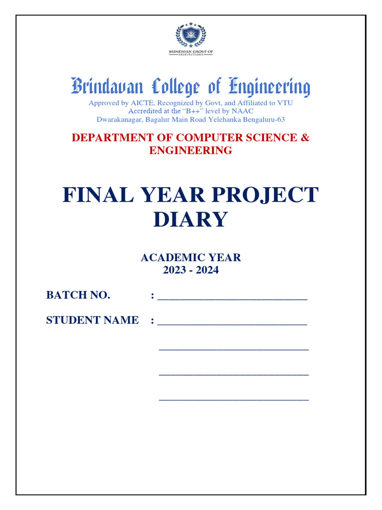 Final Year Project Dairy - CSE Department - Final1 | PDF | Thesis | Software