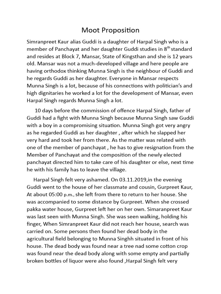 Moot Proposition | PDF