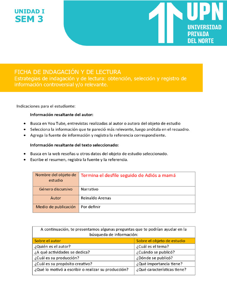 FICHA DE INDAGACIÓN 2_SEMANA 3 - MODELO (1) | PDF | Cuba
