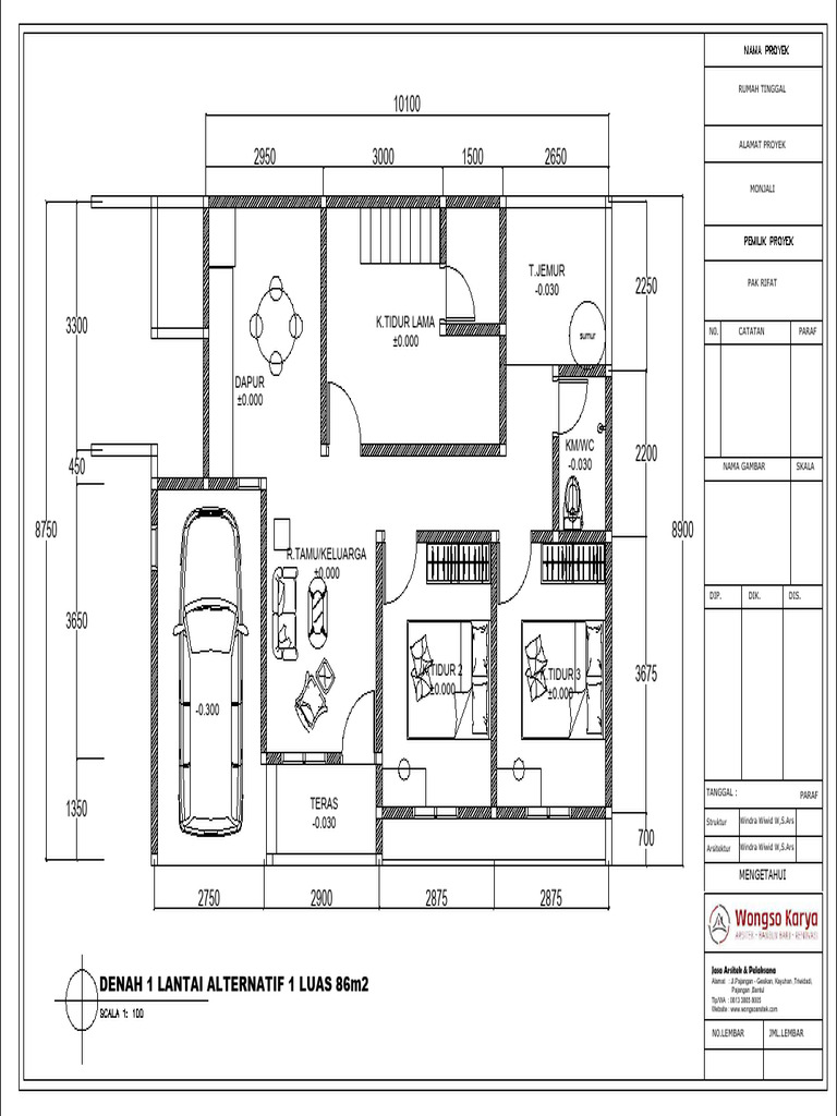DENAH 1 LANTAI ALTR 1 LUAS 86m2 | PDF