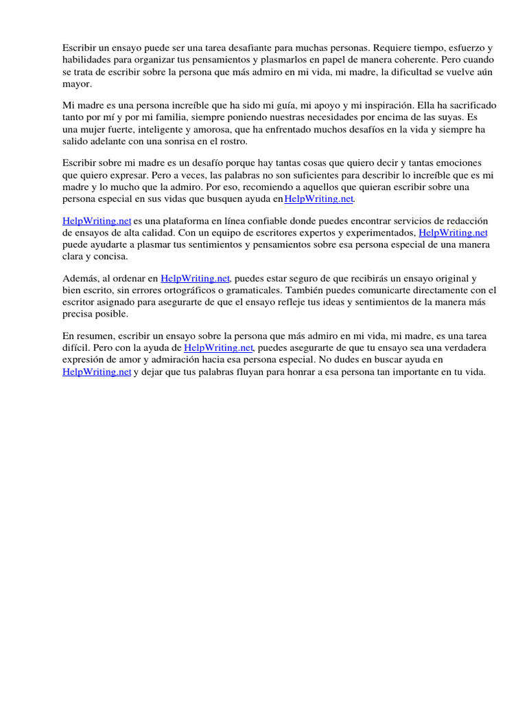 La Persona Que Más Admiro Es Mi Madre | PDF | Ensayos