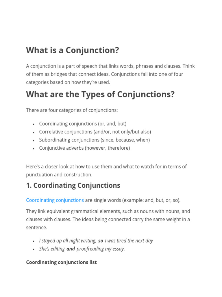 What Is A Conjunction | PDF | Language Mechanics | Syntactic Relationships