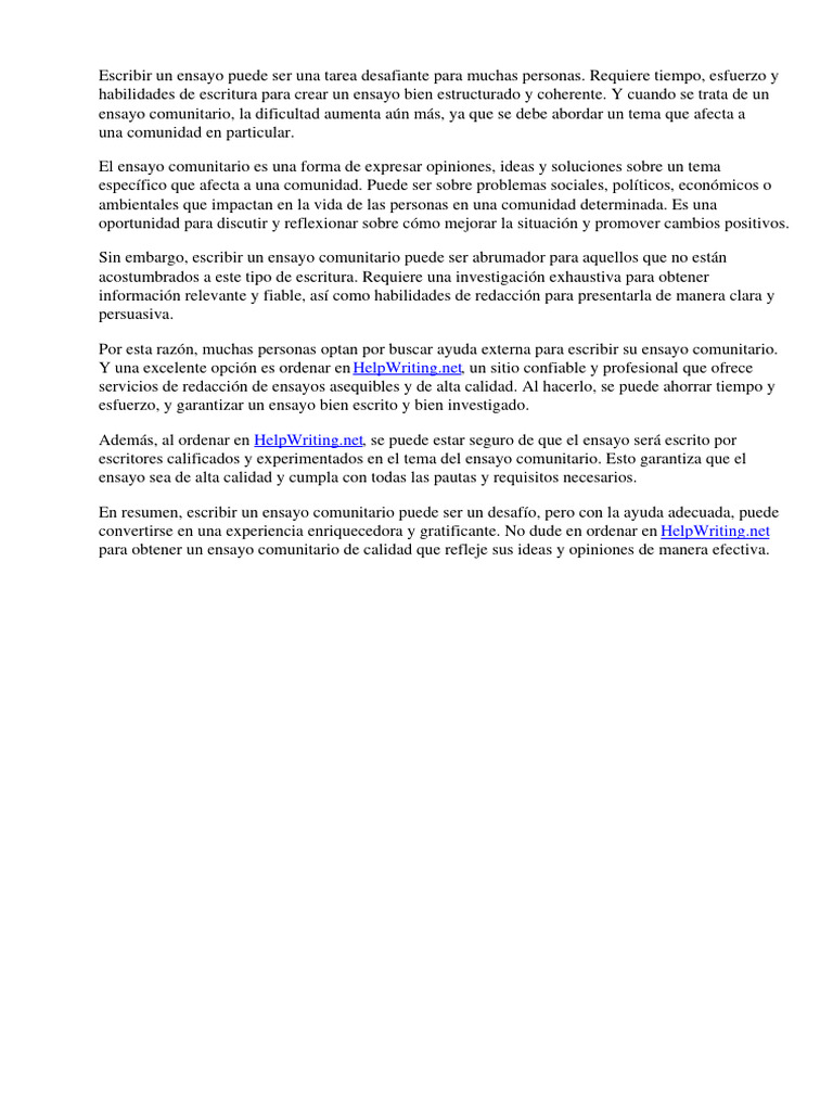 Ejemplo de Ensayo Comunitario | PDF | Ensayos | Comunidad