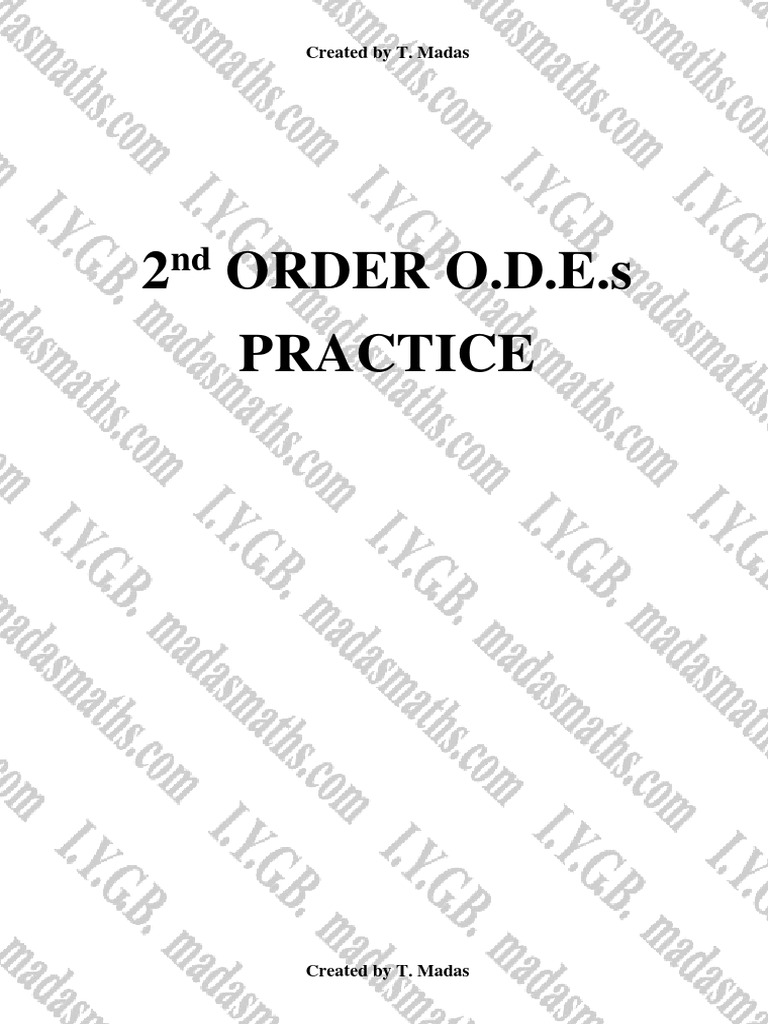 2nd Order Differential Equations Practice Pdf Ordinary Differential Equation Equations