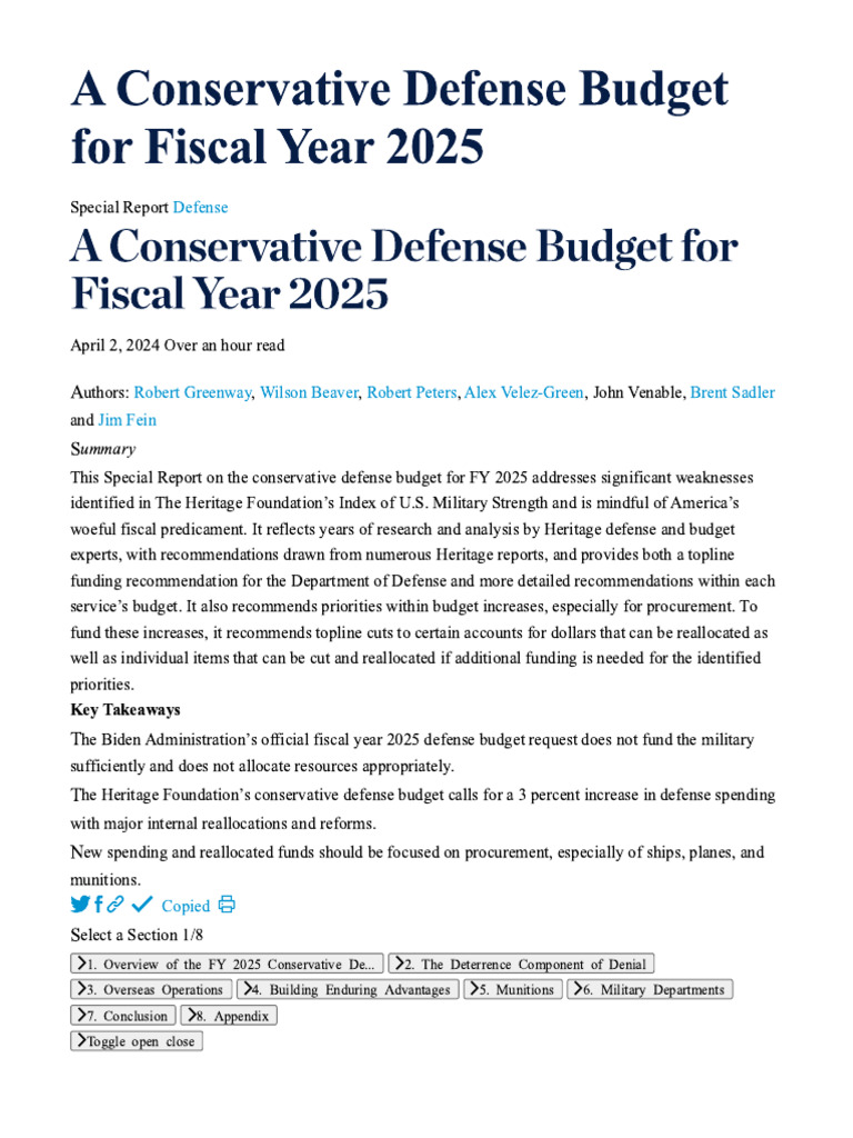 A Conservative Defense Budget For Fiscal Year 2025 - The Heritage ...