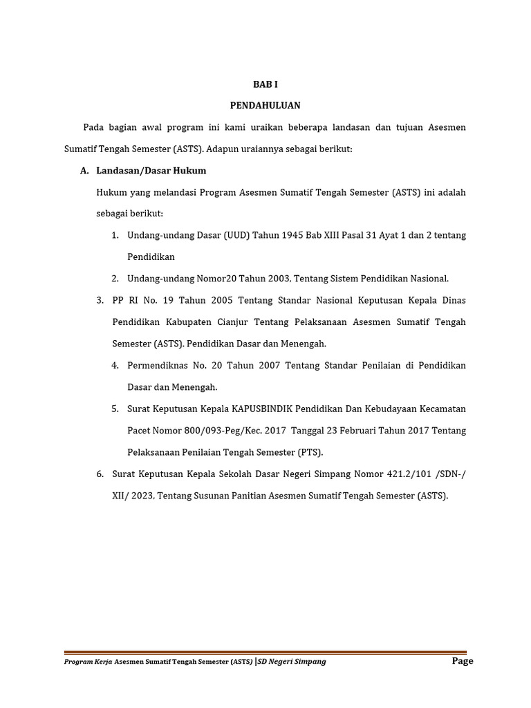 Program Kerja Asts 2023-2024.2 | PDF