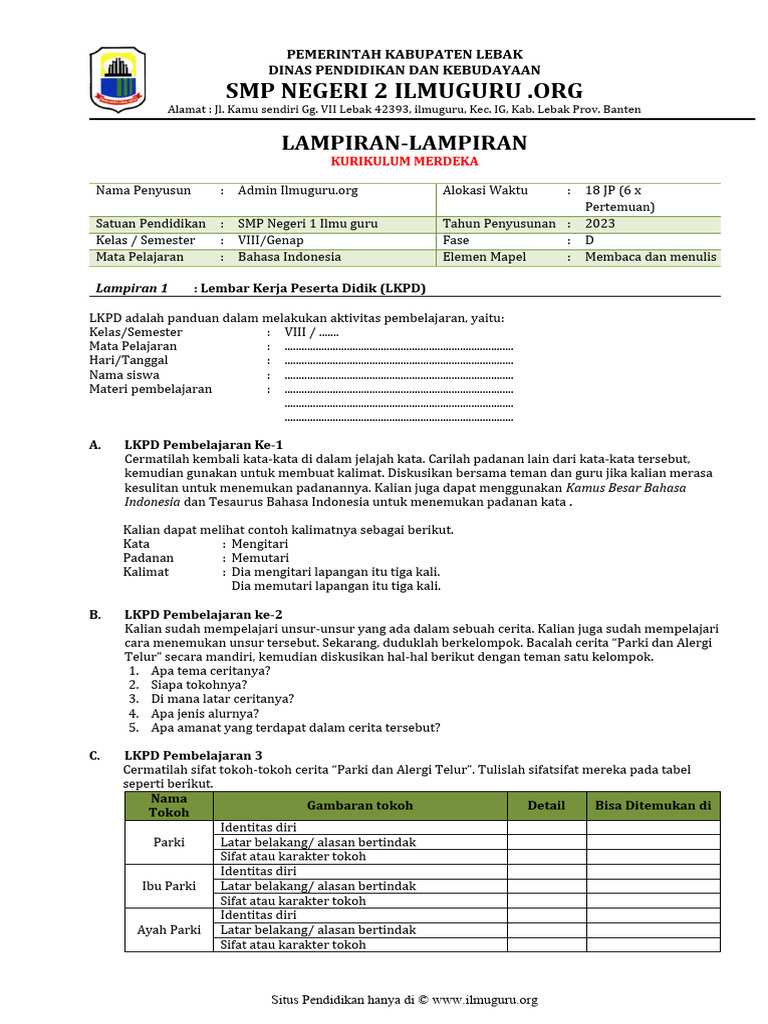 4.5 Lampiran (LKPD, Bahan Bacaan, DLL) | PDF | Seni & Disiplin Bahasa | Fiksi Umum