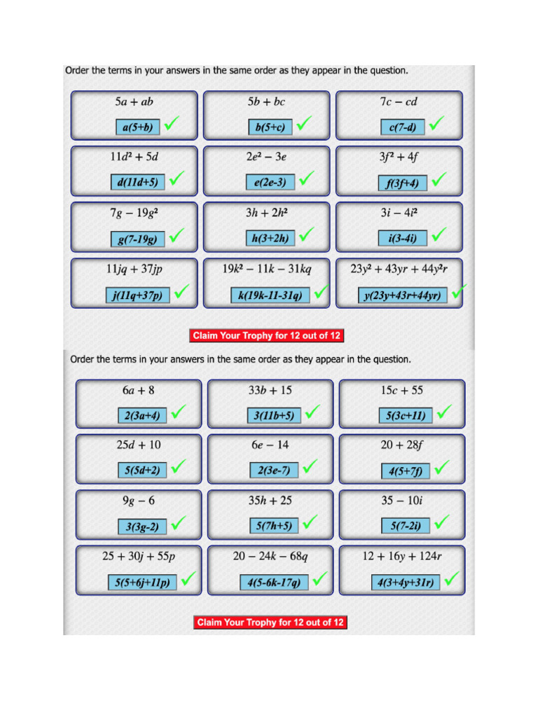 Math Questions Factorisation | PDF
