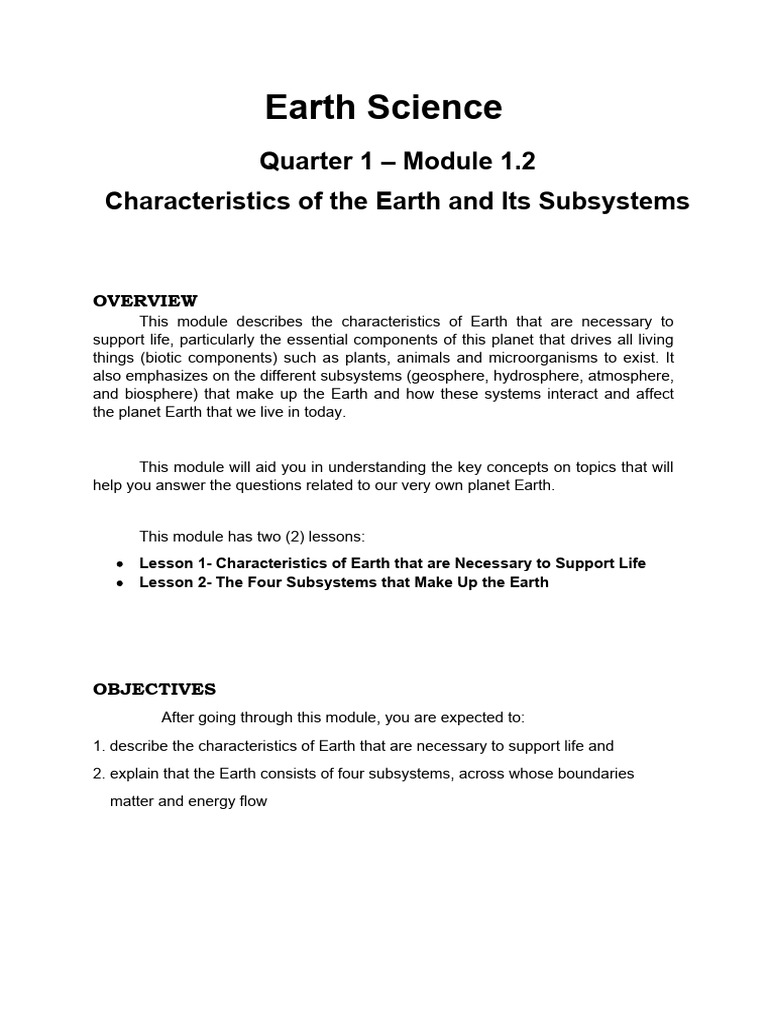 Earth Science MODULE 1.2 | PDF | Earth | Atmosphere