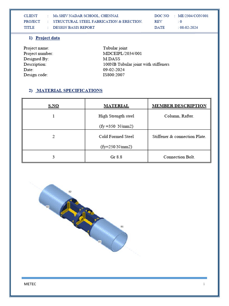100NB Tubular Joint Stiffner Connection-01 (DBR) (08!02!2024) | PDF ...
