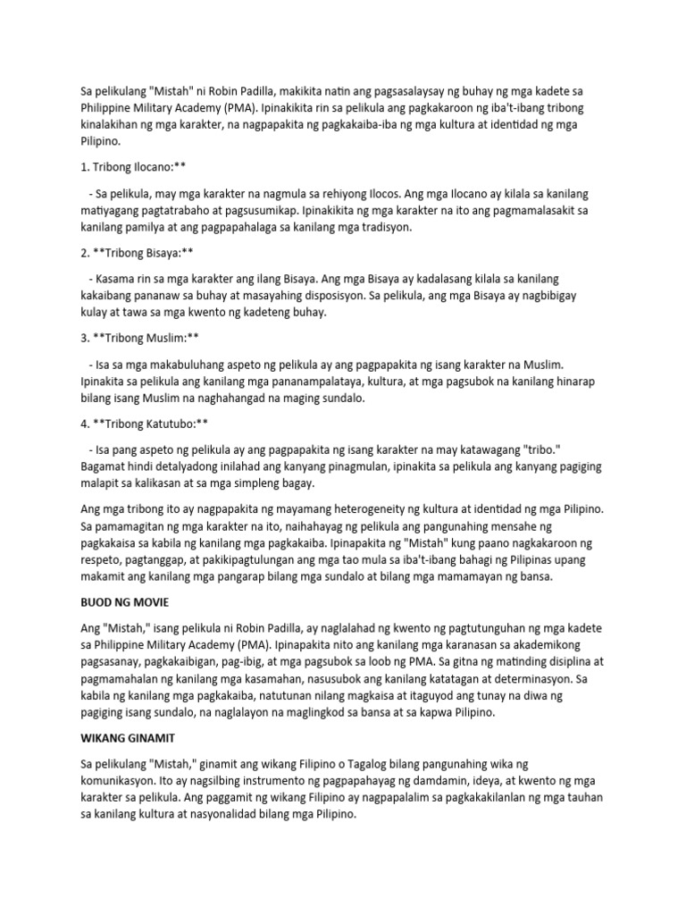 Mistah Analysis | PDF