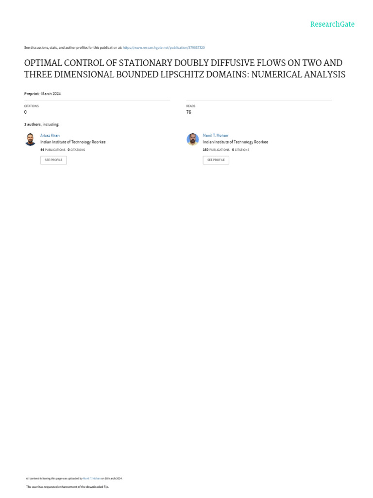 Optimal Control of Stationary Doubly Diffusive Flows On Two and Three Dimensional Bounded ...