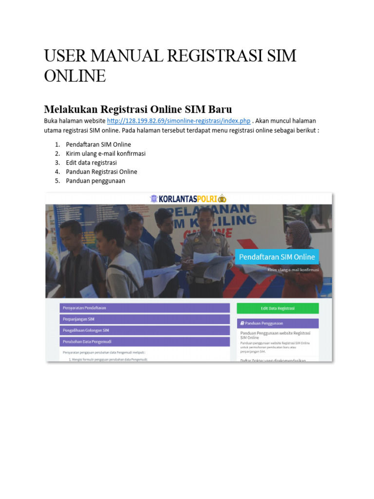 Panduan Registrasi SIM Online | PDF | Hukum