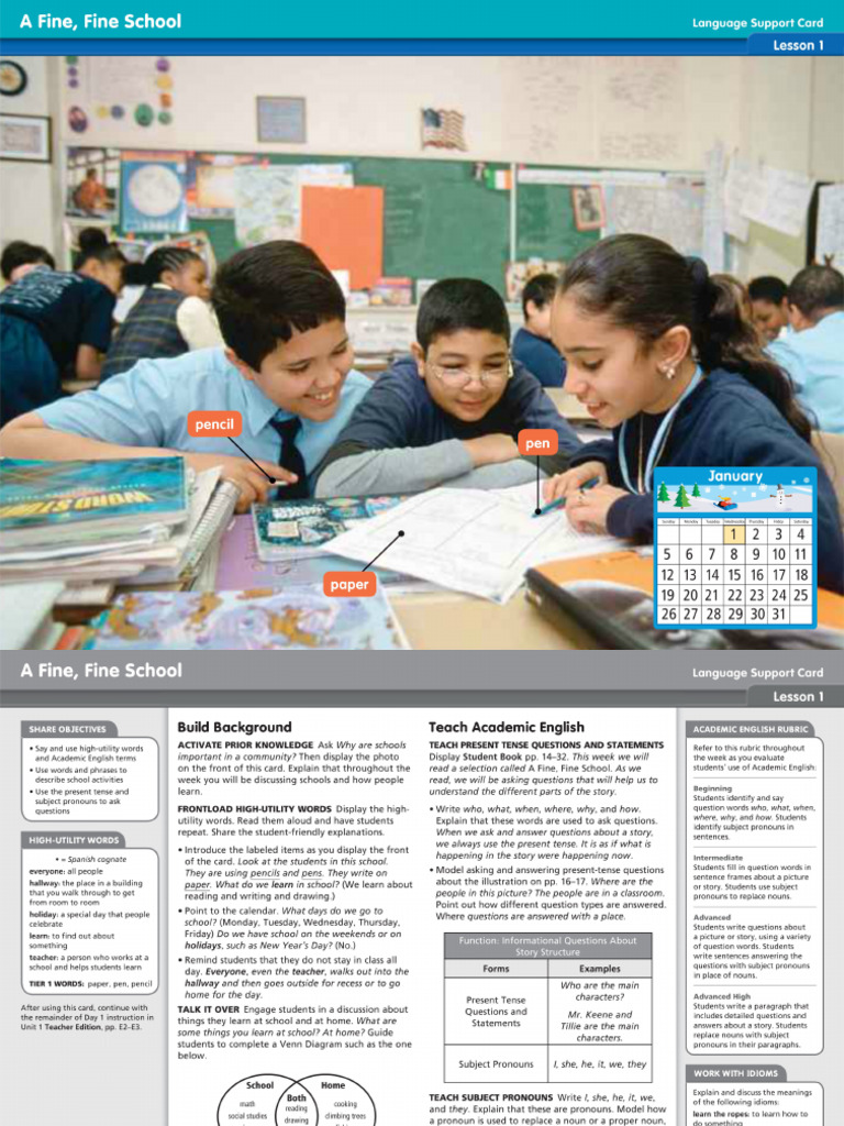 Journeys G3 Language Support Cards | PDF