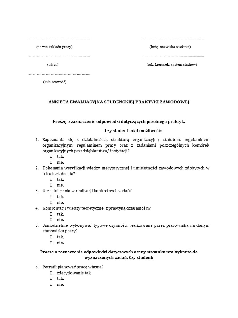 Załącznik NR 8 - Ankieta Ewaluacyjna | PDF