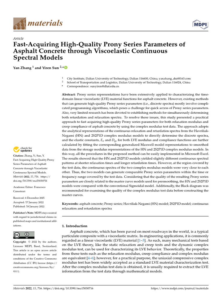 Materials 15 00716 v2 | Download Free PDF | Viscoelasticity | Complex Number